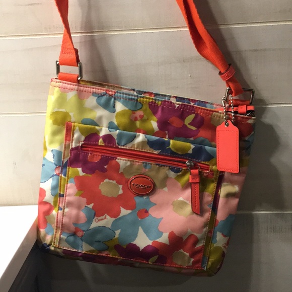 Coach | Bags | Orange Handled Multi Color Coach Bag | Poshmark